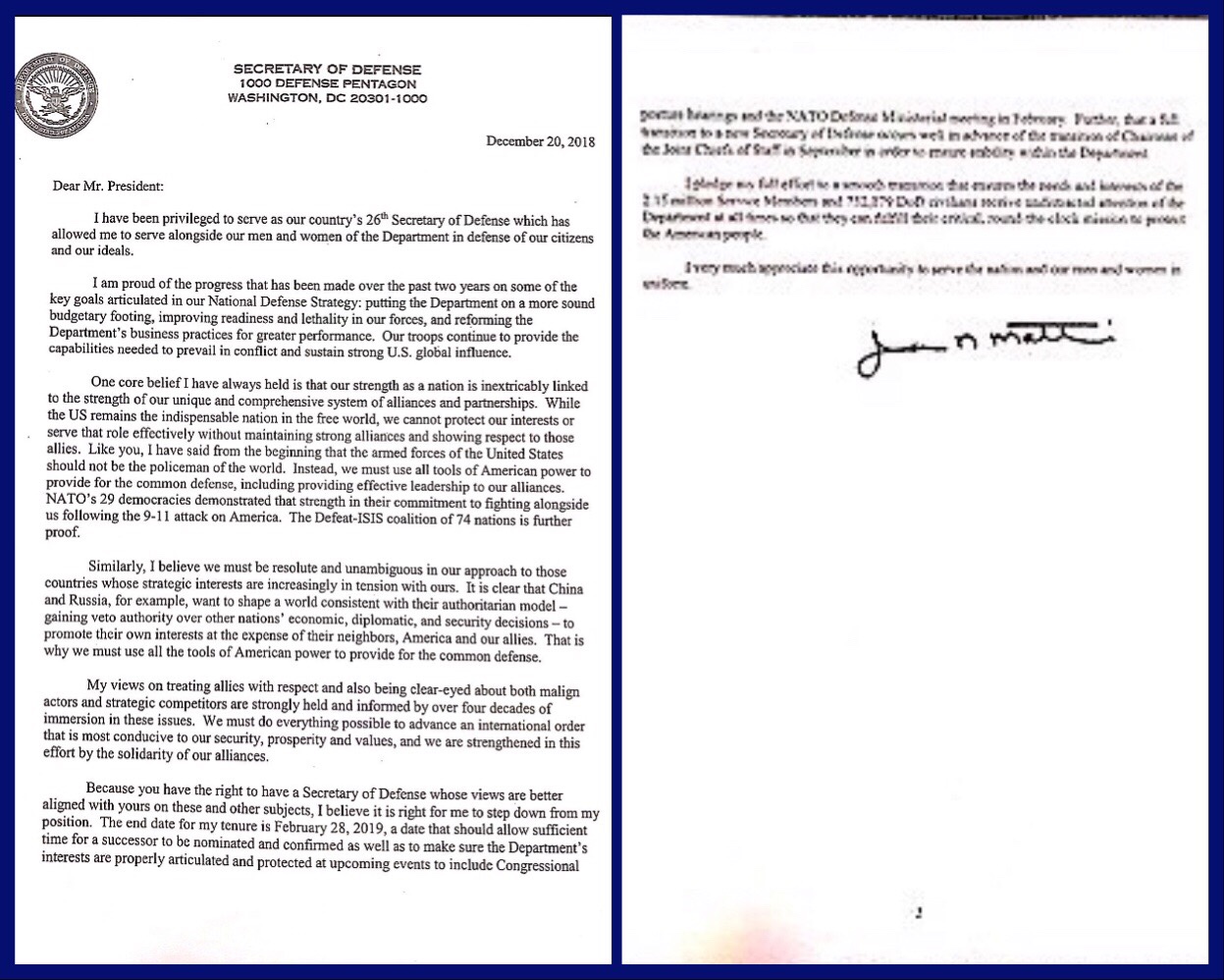 Syria update III: Mattis Resigns, Sky Falls – Exact Words